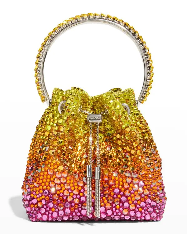 Jimmy Choo Bon Bon Multicolored Crystal Top-Handle Bag - Amber